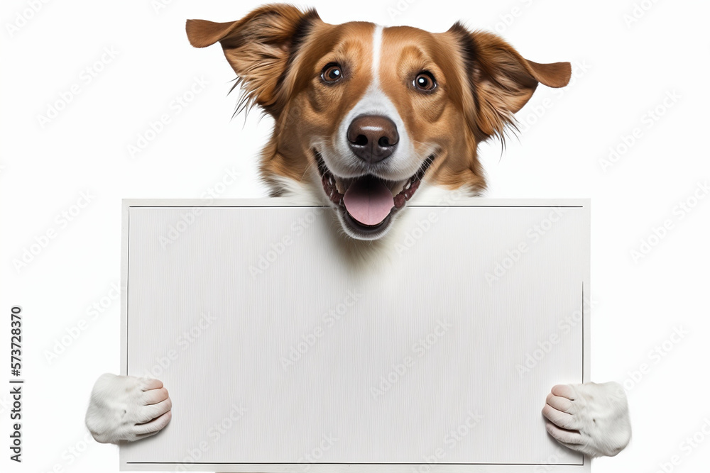 Cute dog holding a Blank Sign with Room for Copy Stock Illustration ...