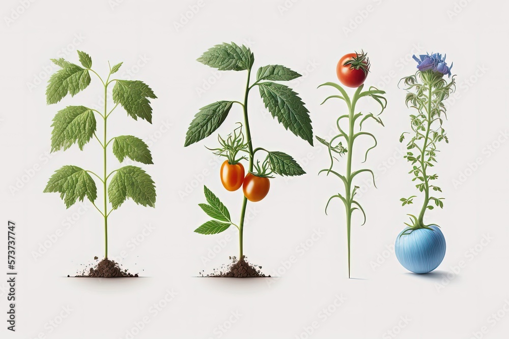 Phases of plant development. The stages of a tomato plant's life cycle ...