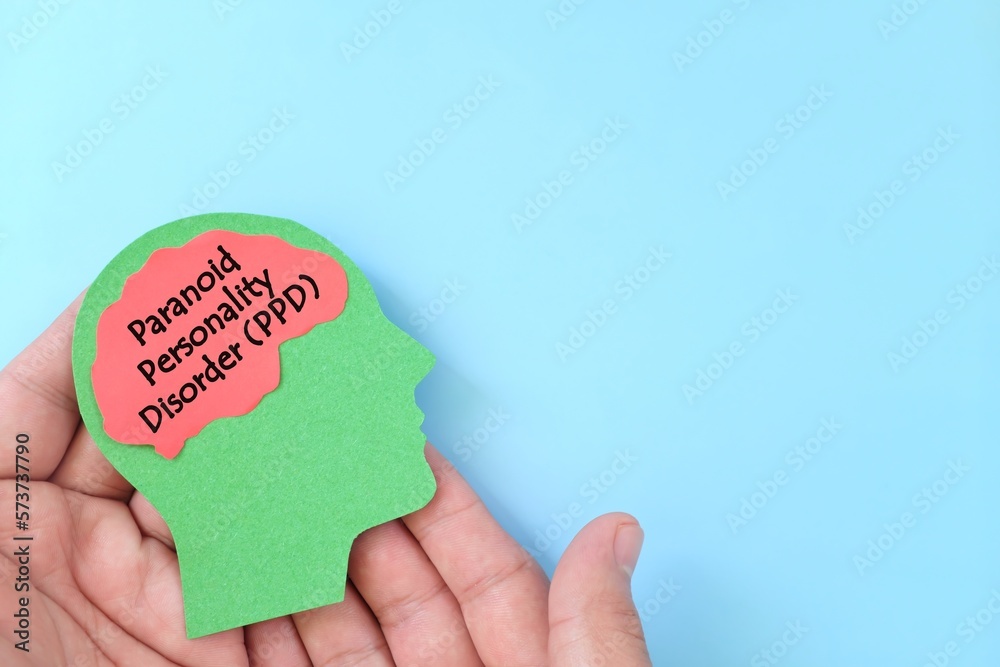 Paranoid personality disorder help, care and treatment concept. Hand ...