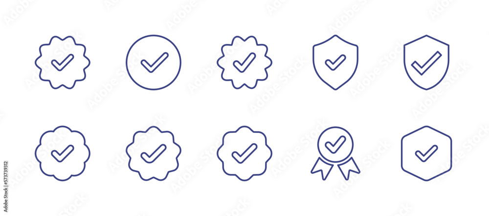 Verified line icon set. Editable stroke. Vector illustration ...
