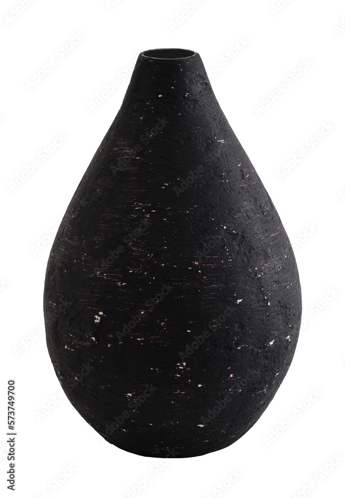 Photo & Art Print Clay black drop shaped pot isolated on transparent ...