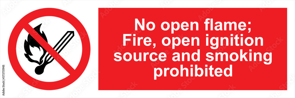 Safety Warning Prohibition ISO British Signs Landscape No open flame ...