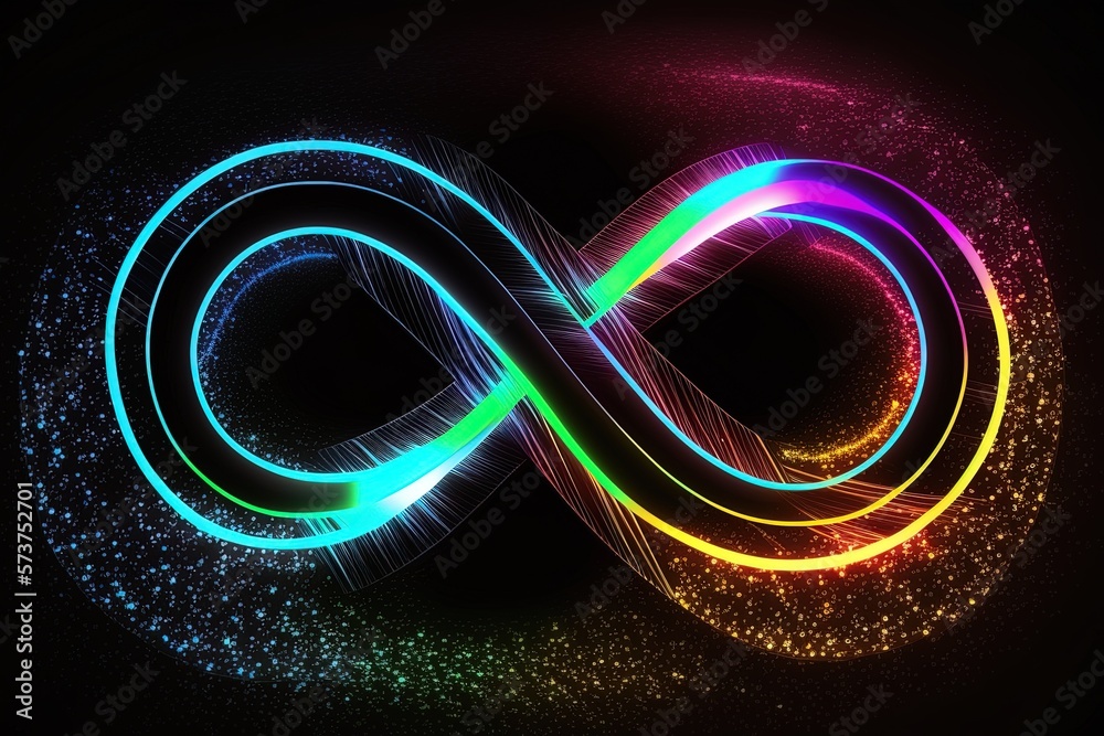 glowing neon infinity symbol in the night. Generative AI. Infinity ...