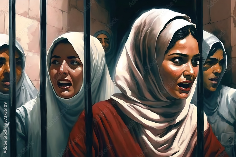 Brave iranian or muslim women behind bars in prison or detention ...