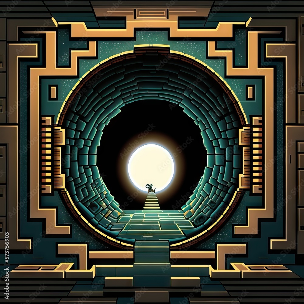 Dimensional Portal Illustrated in 16 bit Pixel Art Style, showing a ...