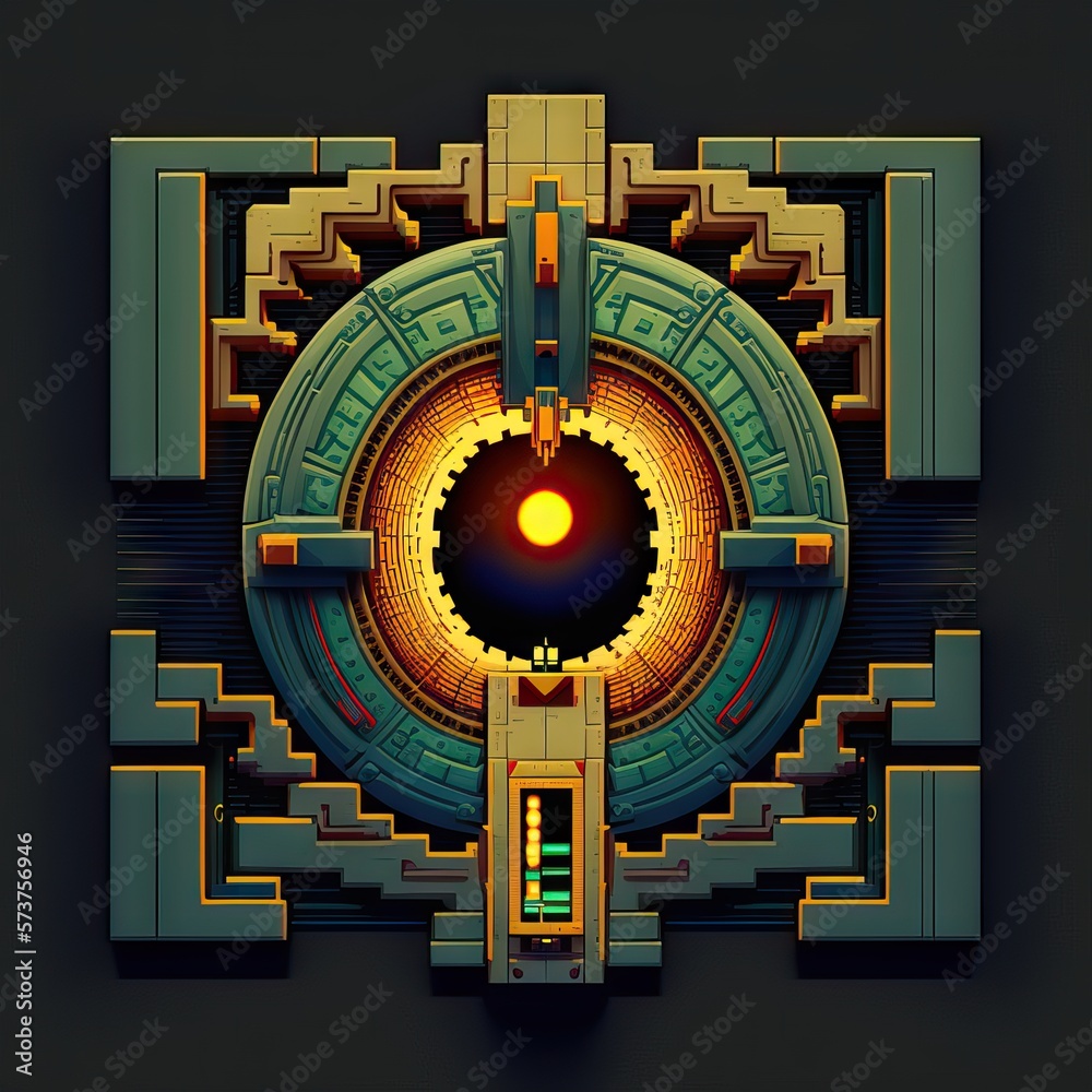 Dimensional Portal Illustrated in 16 bit Pixel Art Style, showing a ...