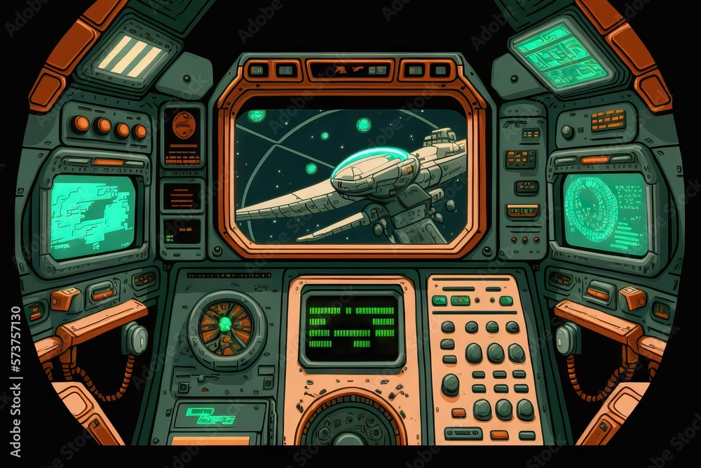 Spaceship Control Panel from Command Center in the space through ...