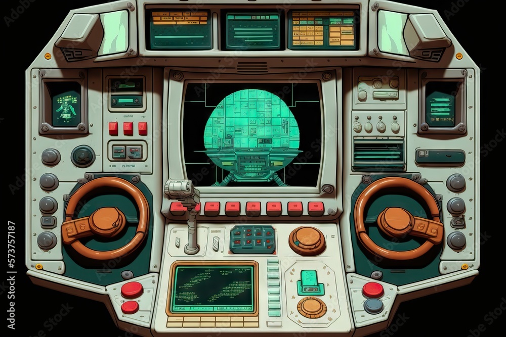 Spaceship Control Panel from Command Center in the space through ...