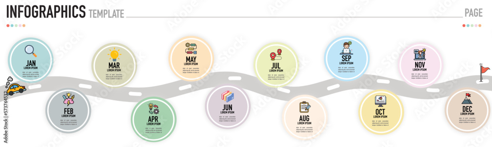 Infographic roadmap template as a vector, 12 months and timelines with ...