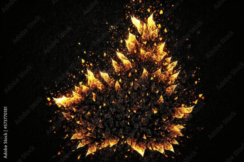 Decorative and covering fire effect with realistic flames isolated on a ...