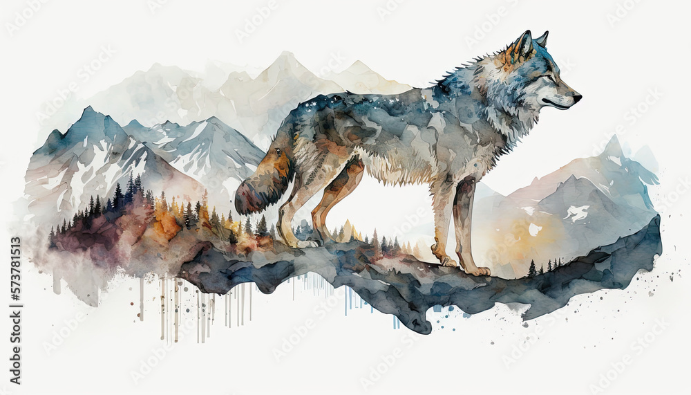 Beautiful Alaskan Wolf portrait in Alaska Mountain Landscape in ...