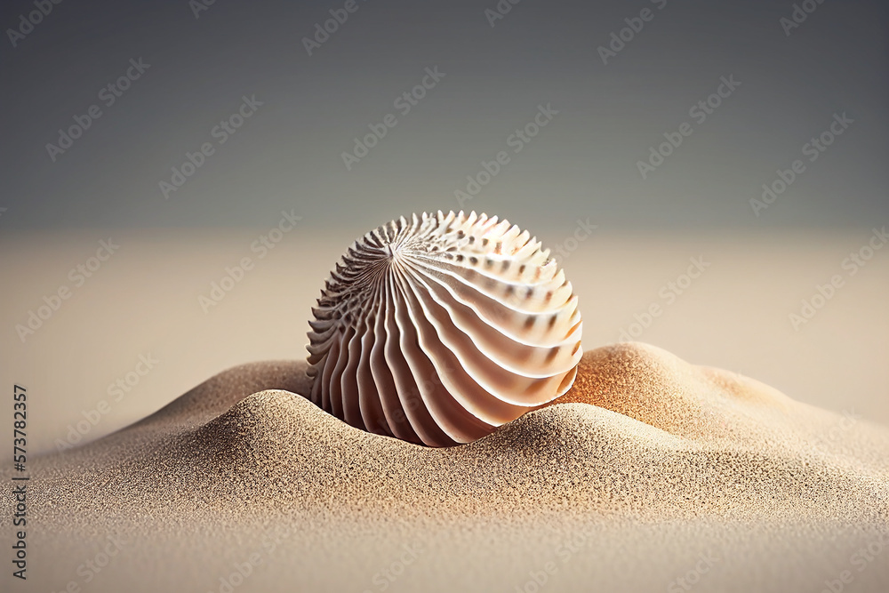 Creative minimal concept. Seashell Sea shell isolated on beach sand ...