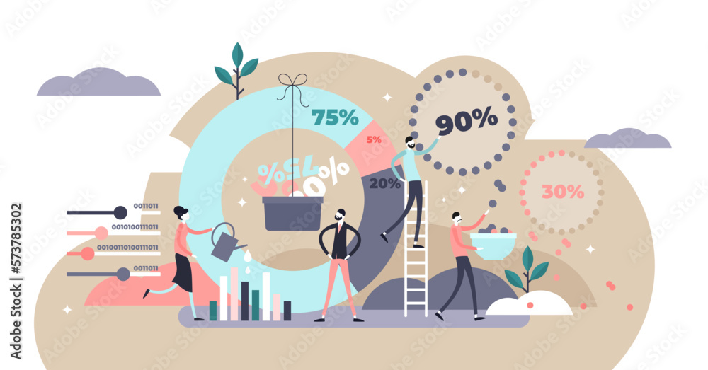 Data processing illustration, transparent background. Flat tiny ...