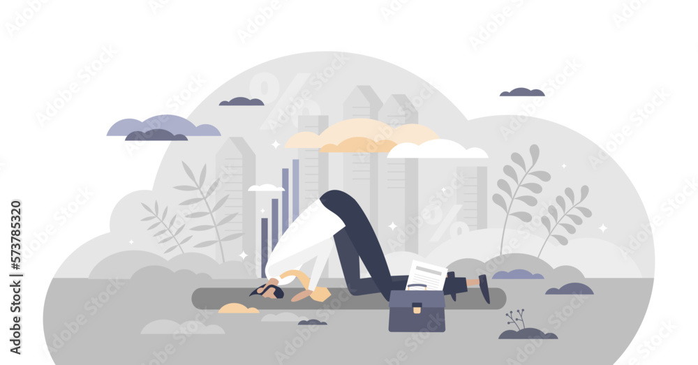 Denial as business problem ignorance with head in sands like ostrich ...