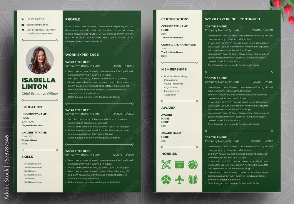 Office Resume Design Layout Stock Template | Adobe Stock