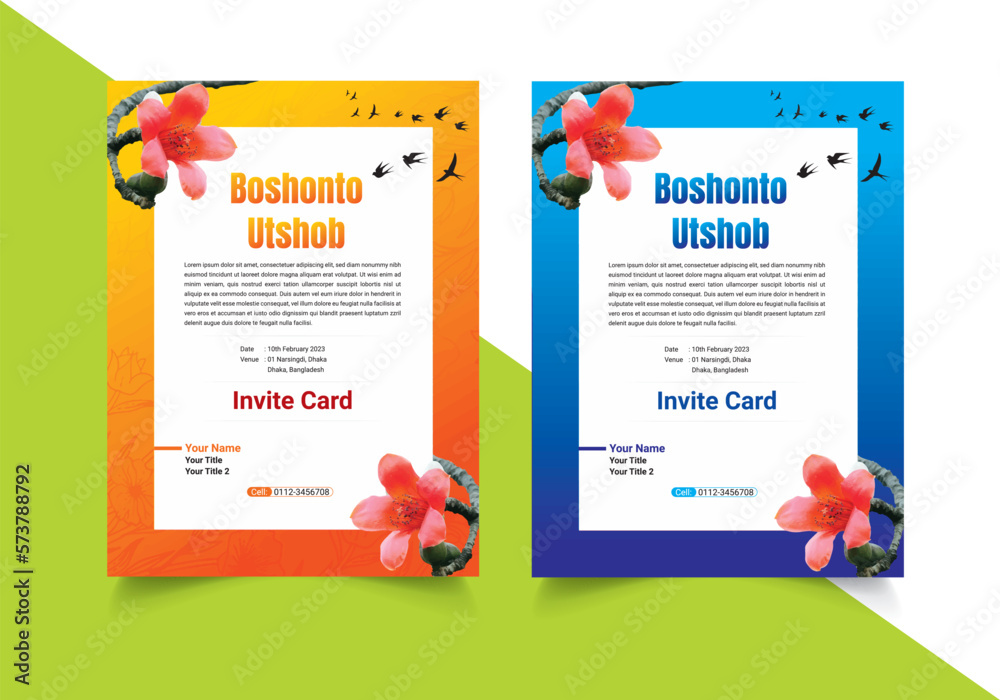 Basanta Invitation Card, Ceremony Invitation Card Stock Vector | Adobe ...