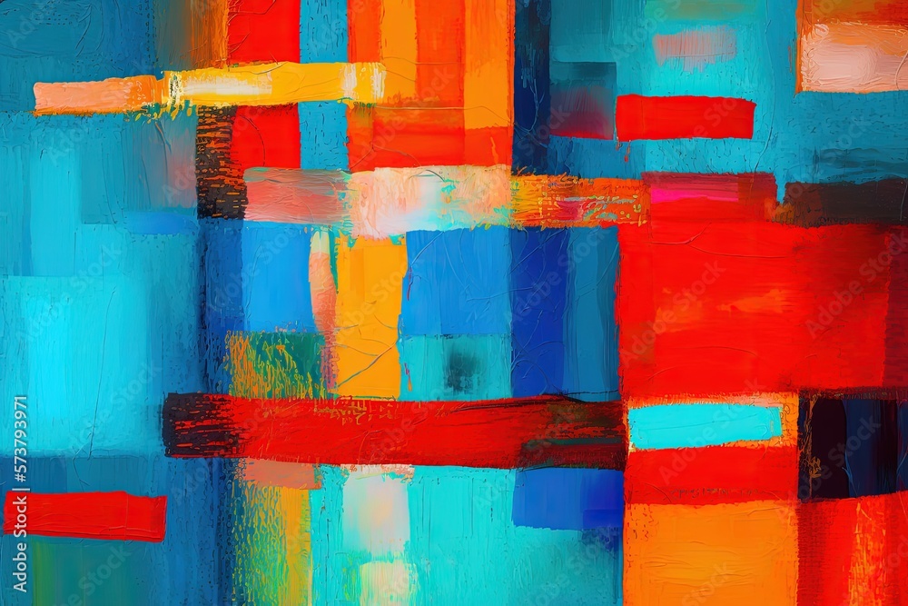 vivid oil on canvas abstract artwork. Contemporary art comprised of ...