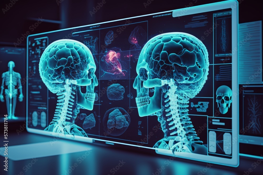 Artificial intelligence analyzing medical scans. Healthcare technology ...
