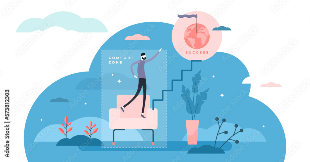 Comfort zone concept, flat tiny person illustration, transparent ...