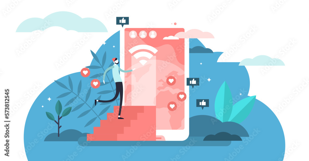 Online illustration, transparent background. Flat tiny user connected ...