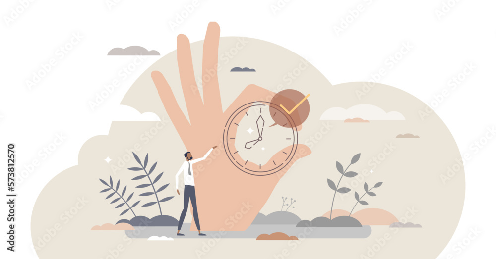 Right timing with accurate time planning management tiny person concept ...