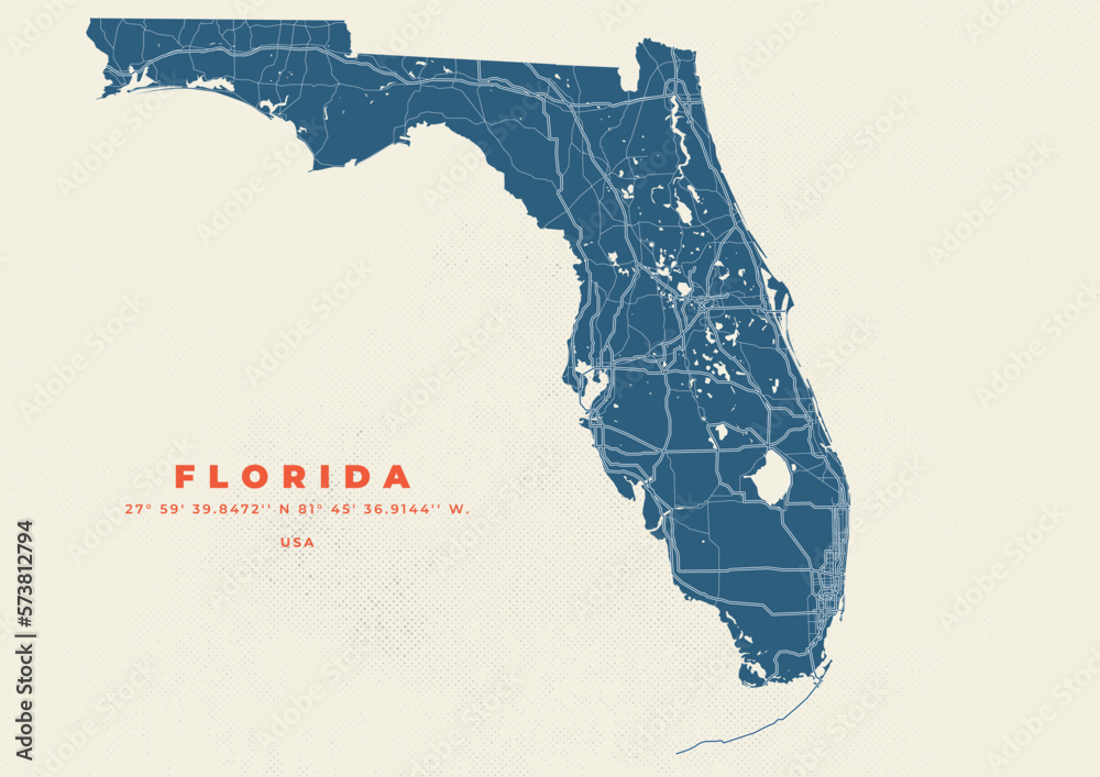 Florida map vector poster flyer Stock Vector | Adobe Stock