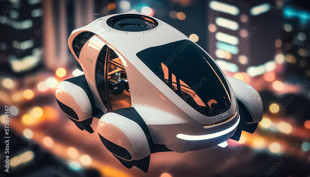 White Passenger Autonomous Aerial Vehicle AAV. Future of urban air ...