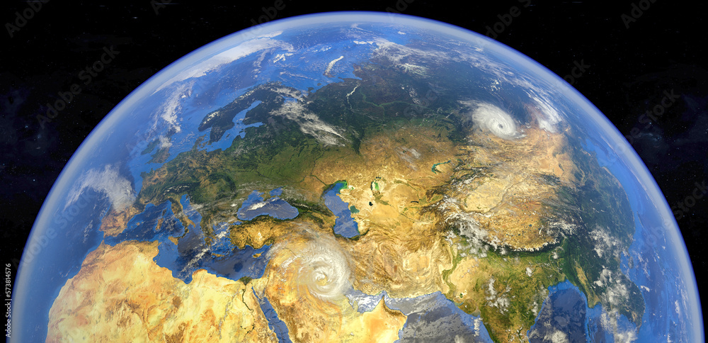 Realistic render of the earth seen from space.Elements of this image ...