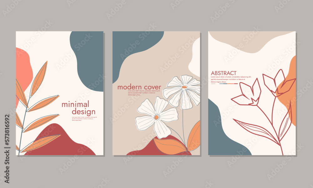 A4 size book cover template. pastel color hand drawn floral background ...
