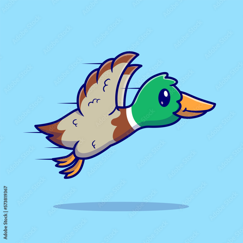 Cute Duck Bird Flying Cartoon Vector Icon Illustration. Animal Nature ...