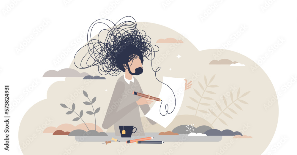 Art therapy and psychological depression treatment tiny person concept ...