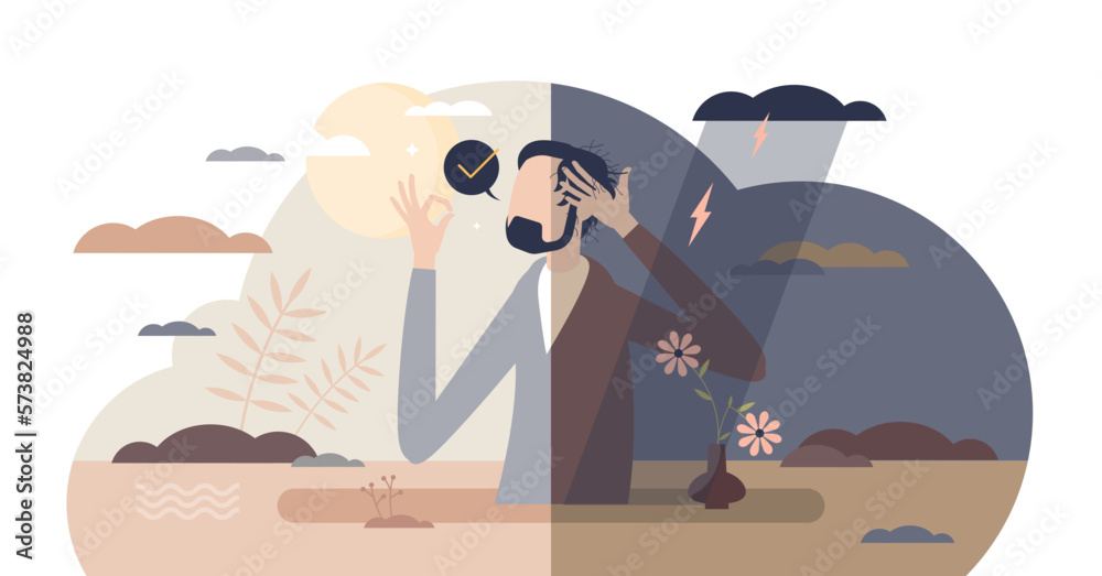 Bipolar disorder with emotional dual feelings problem tiny person ...