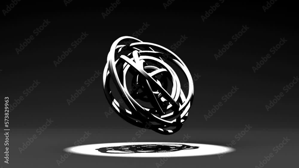Animated graphics backgrounds of 3D animation gyroscope in black ...