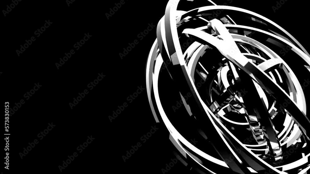 Animated graphics backgrounds of 3D animation gyroscope in black ...