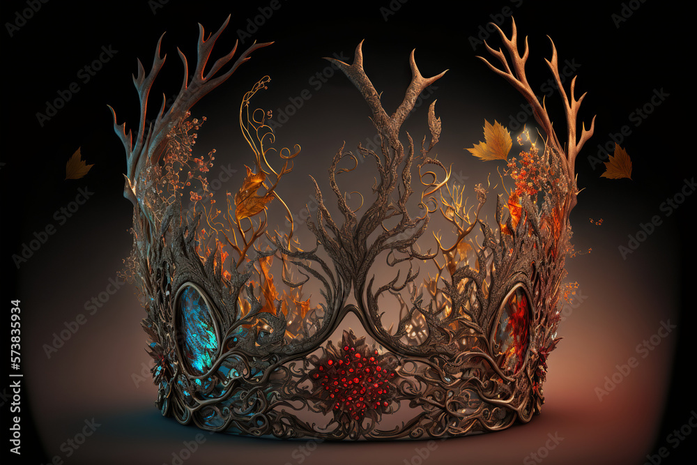druid fantasy crown made with branches and leaves, Generative AI Stock ...