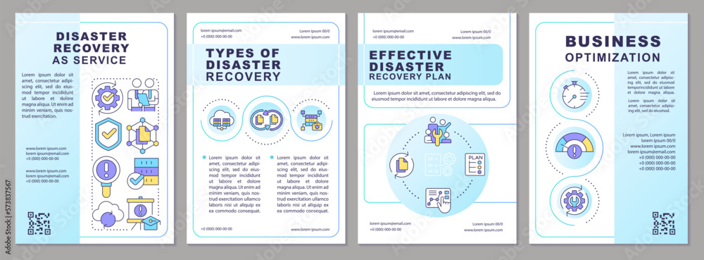 Disaster recovery as service blue brochure template. Leaflet design ...