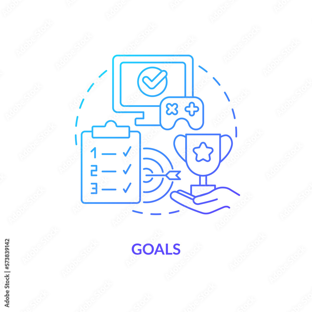 Goals blue gradient concept icon. Complete task for reward. Game mechanics in gamification ...