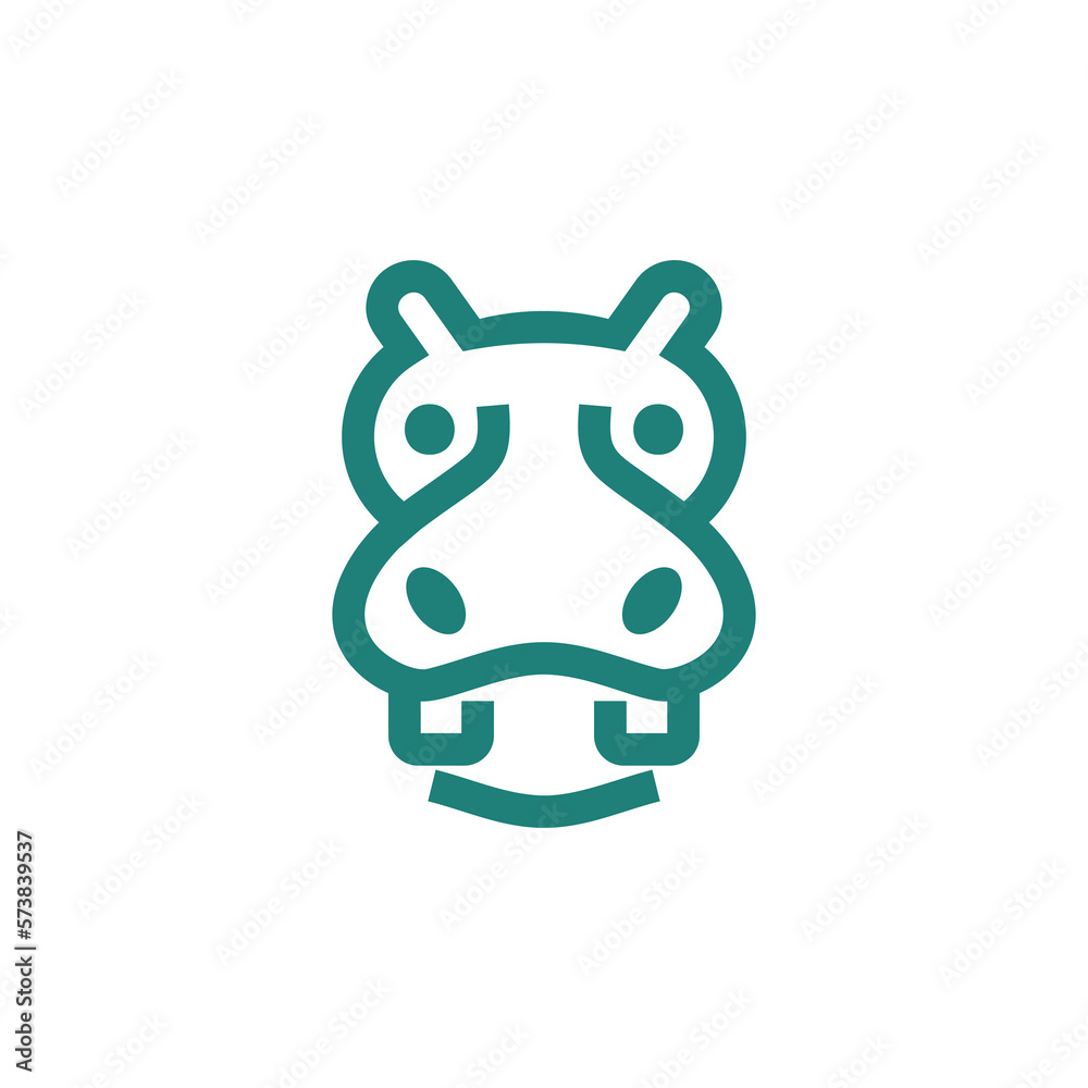hippo simple line icon logo vector design, modern logo pictogram design ...