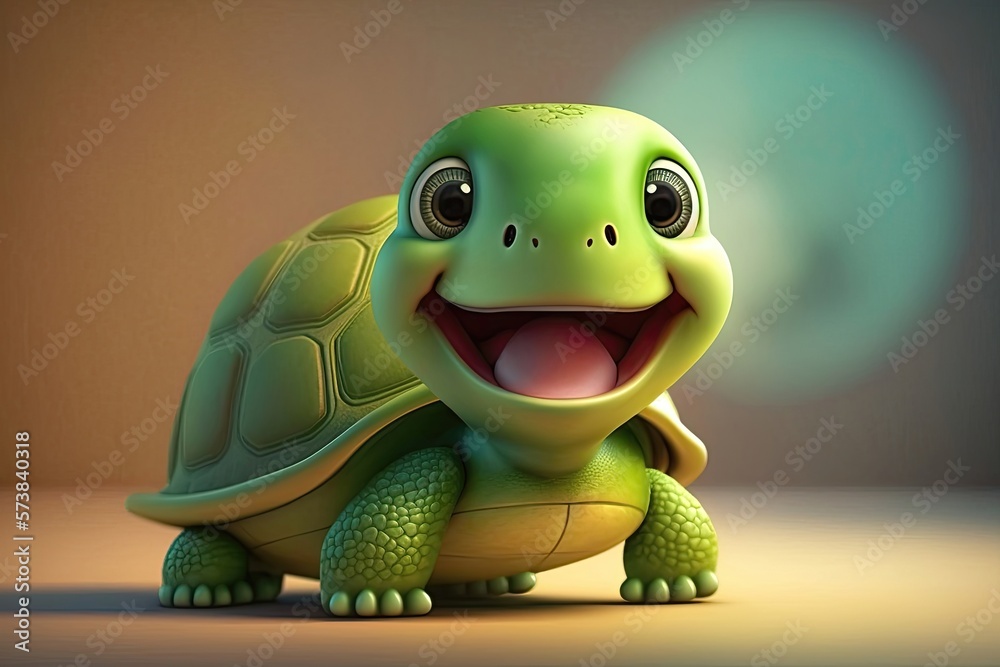 Cute 3D of turtle character. Generative AI Stock Illustration | Adobe Stock