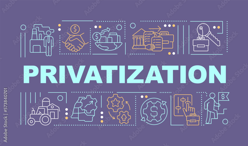 Poster Privatization word concepts purple banner – Wandbild | Europosters