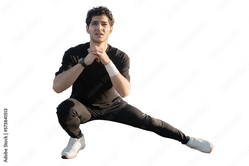Male athlete exercise squat Isolated transparent background, png. Stock ...