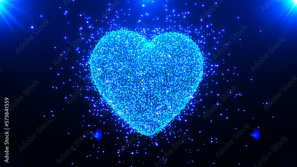 Looped heart rotation. 3d heart render seamless. Valentines day. Shiny ...