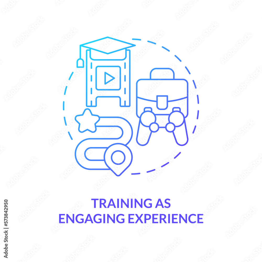 Training as engaging experience blue gradient concept icon ...