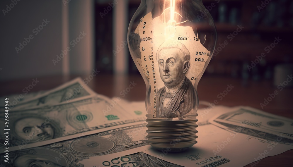 Double exposure of electricity and energy price increase and graphic ...