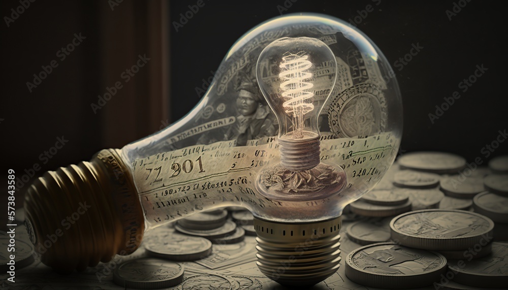 Double exposure of electricity and energy price increase and graphic ...