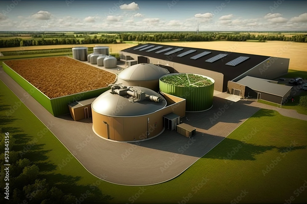 Composting facility turning organic waste into biogas, a renewable ...