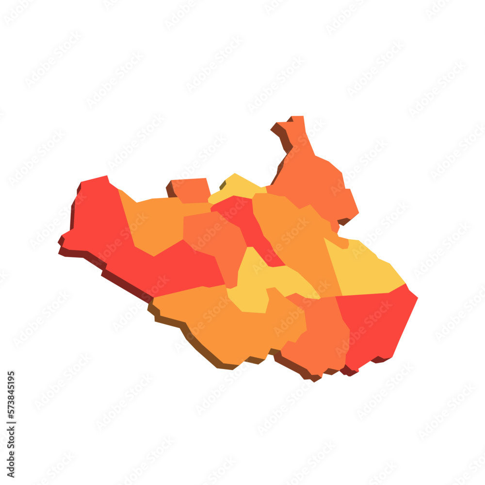 South Sudan political map of administrative divisions - states ...