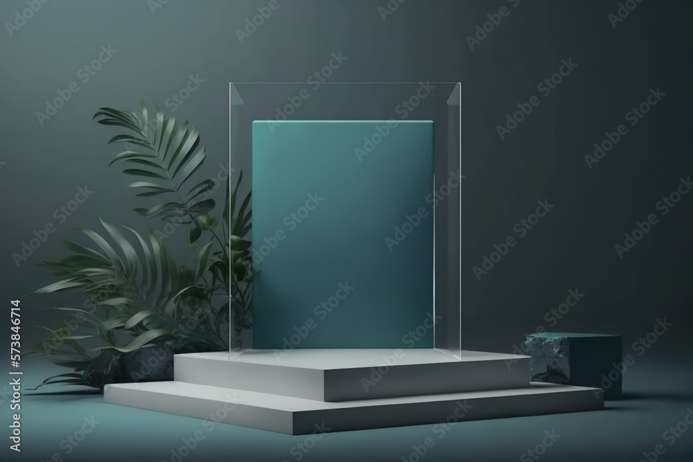 a minimalist podium product stand showcase with empty display stage in ...