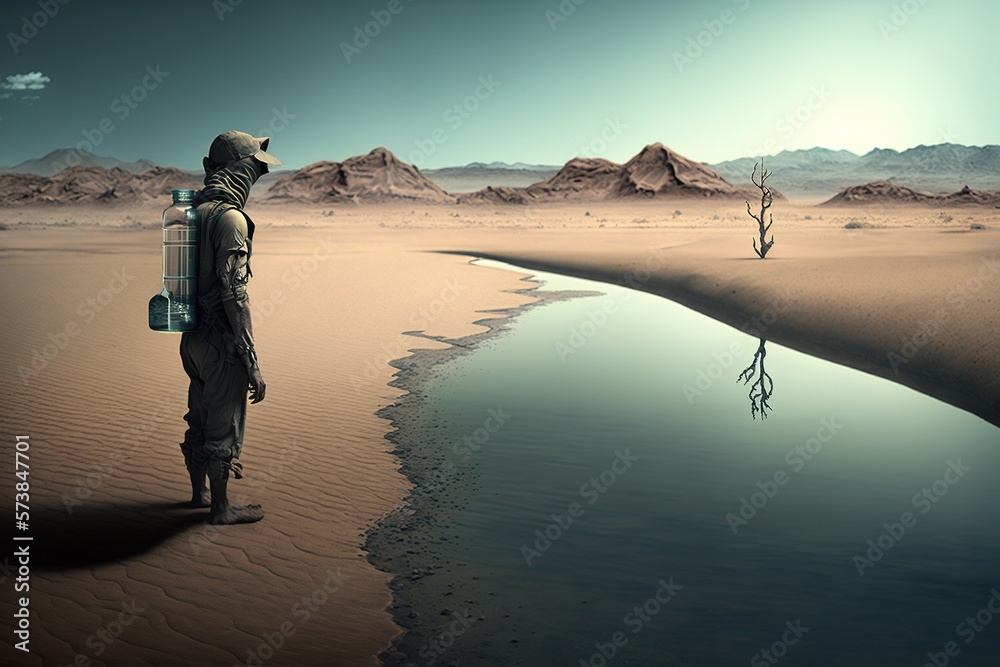 an illustration of the last water drop on earth, water crisis drought ...