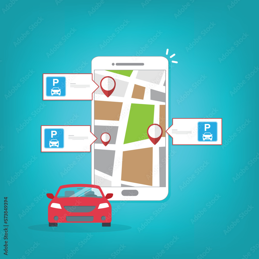Online application for finding parking spaces, city parking. Smart city ...